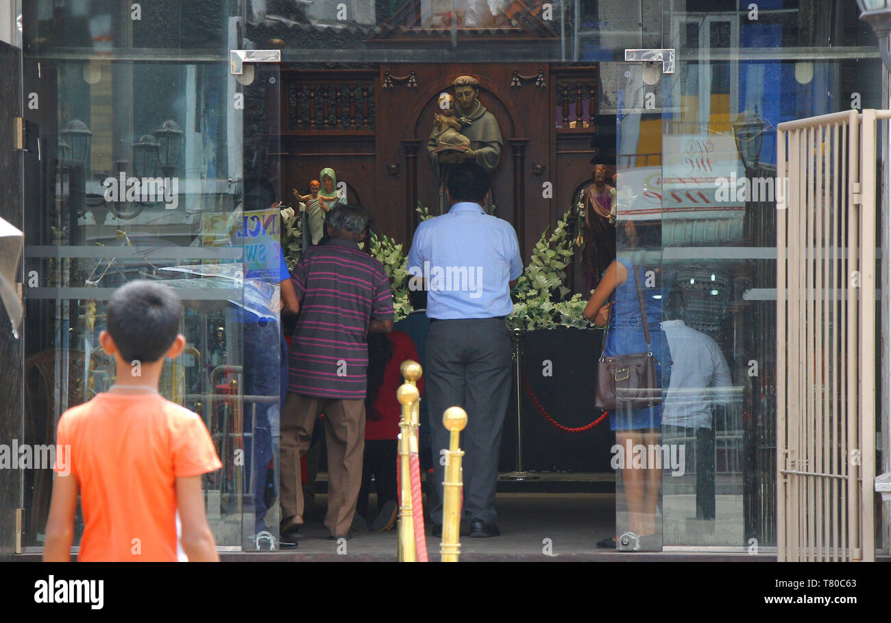 Colombo, Sri Lanka. 9th May, 2019. Sri Lankan Catholic devotees pray at ...