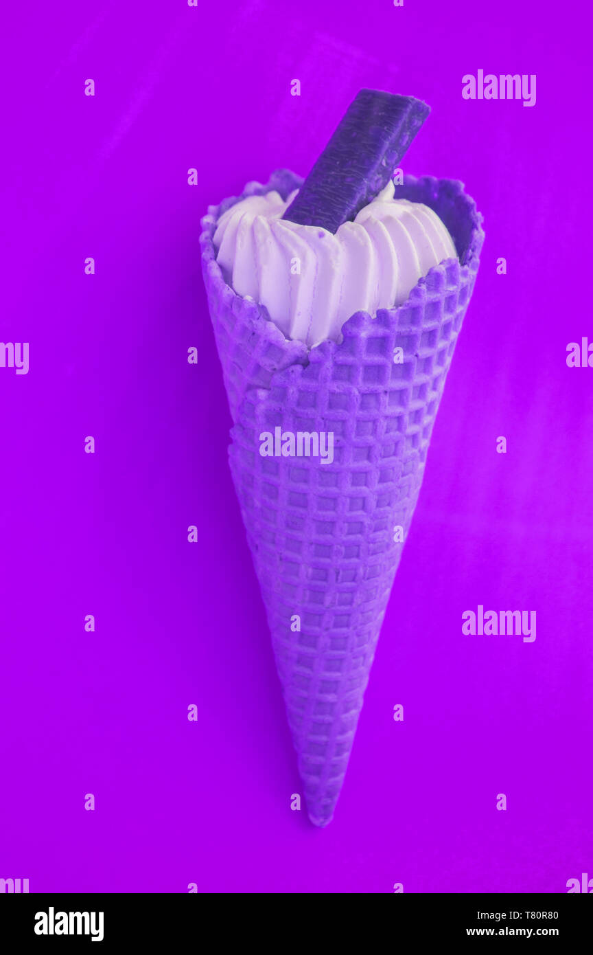 Ice cream CONE NEON COLORS pop art Flatley art, purple background Stock ...