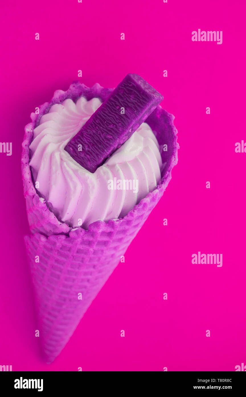 Ice cream CONE NEON COLORS pop art Flatley art, hot pink background ...