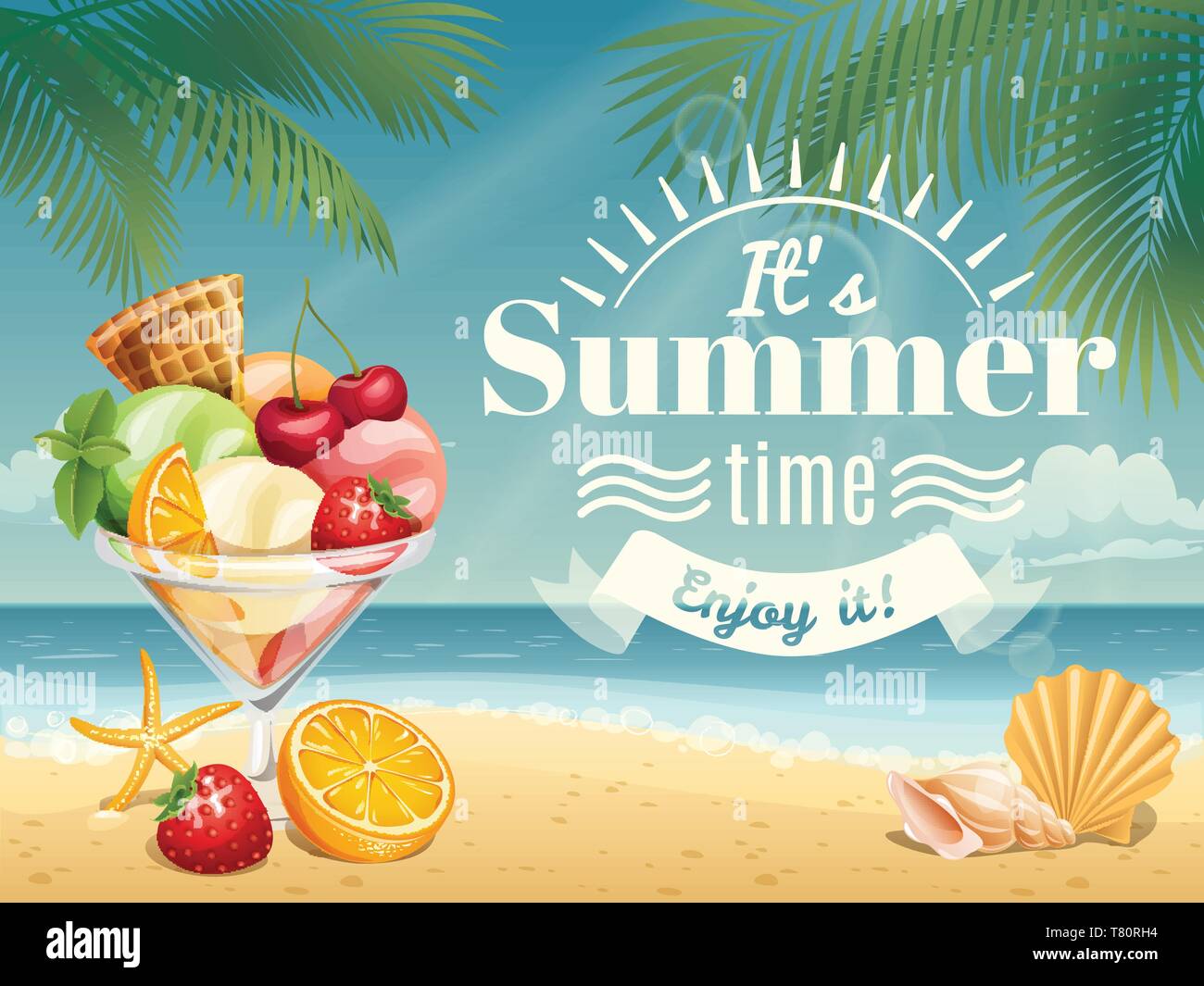 Summer background card seashell Stock Vector Images - Alamy