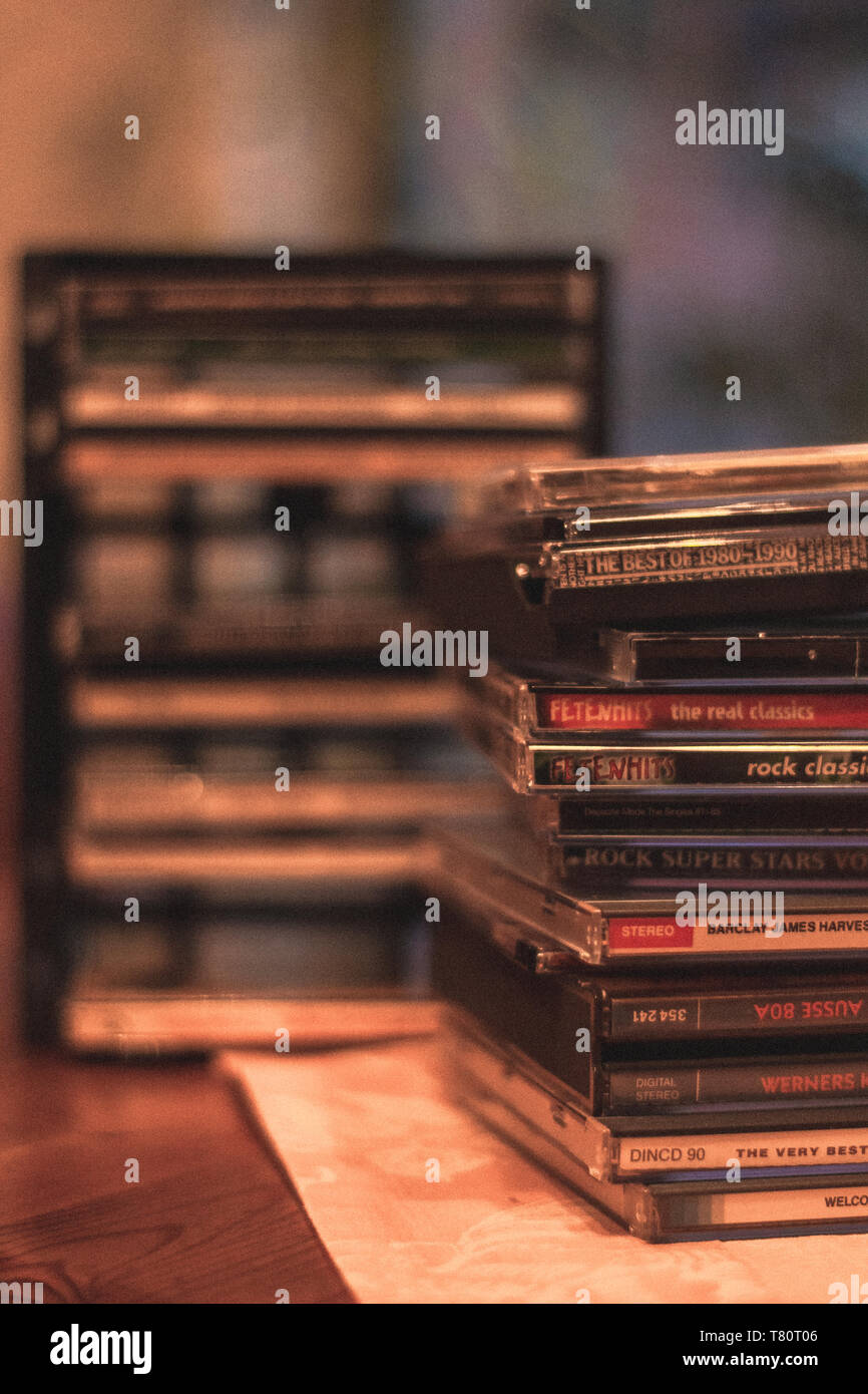 Rows of music cds collection Stock Photo - Alamy