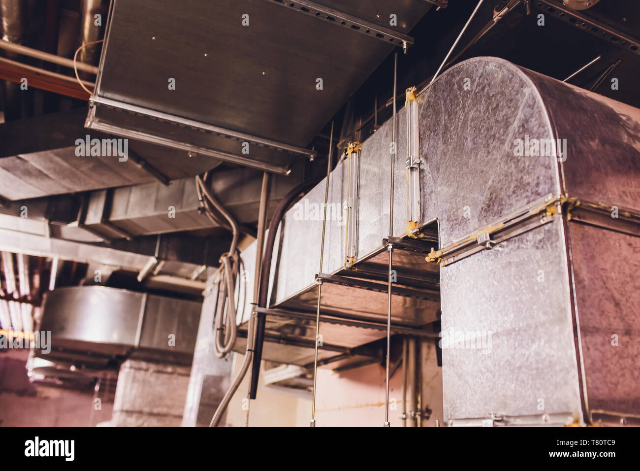 Laying of engineering networks. Ventilation pipes. Air conditioning of ...