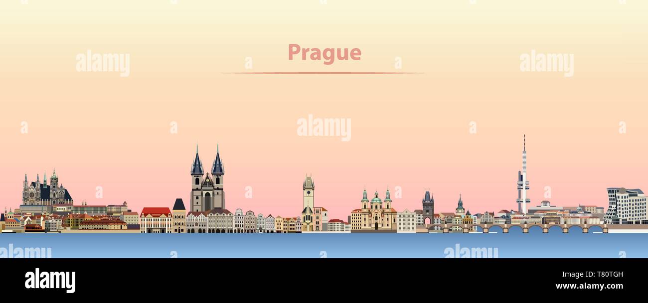 Prague vector city skyline at sunrise Stock Vector Image & Art - Alamy