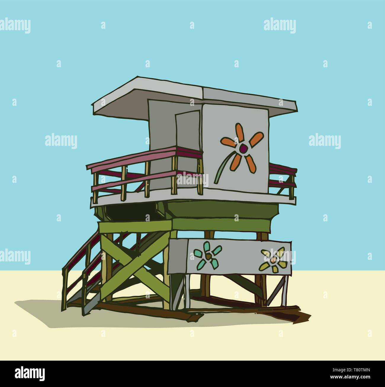 Florida beach lifeguard station Stock Vector Images - Alamy
