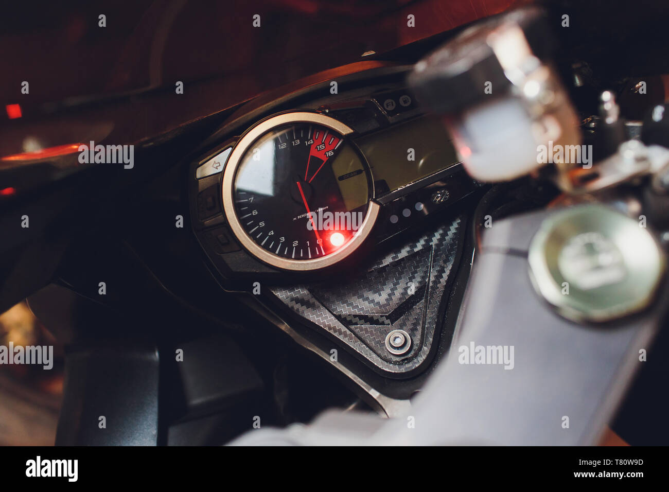 Motorcycle control panel with speedometer dashboard in motorcycle Stock ...