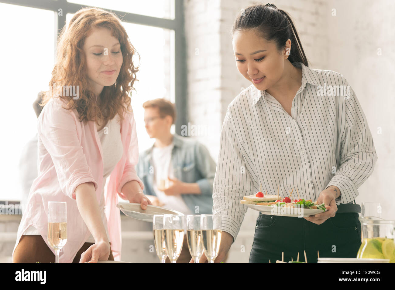 Serving for guests Stock Photo - Alamy
