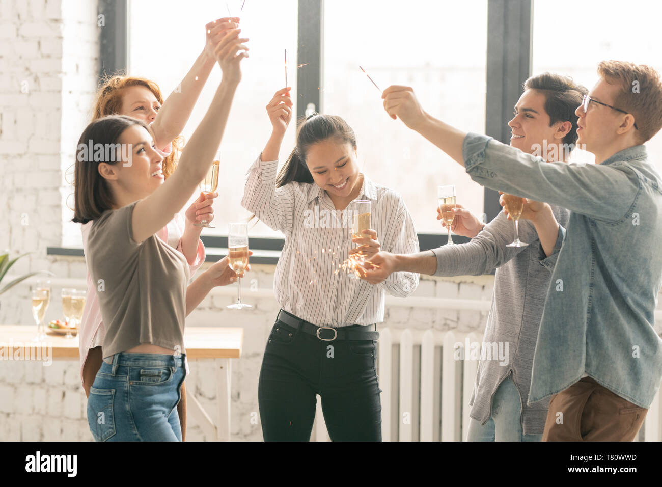 Dancing at home party Stock Photo - Alamy