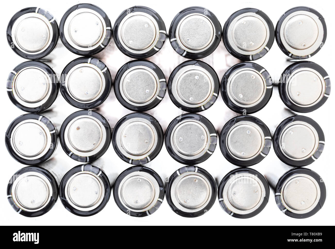 Texture AA electric batteries (AAA). Positive pole view (+ -). White ...