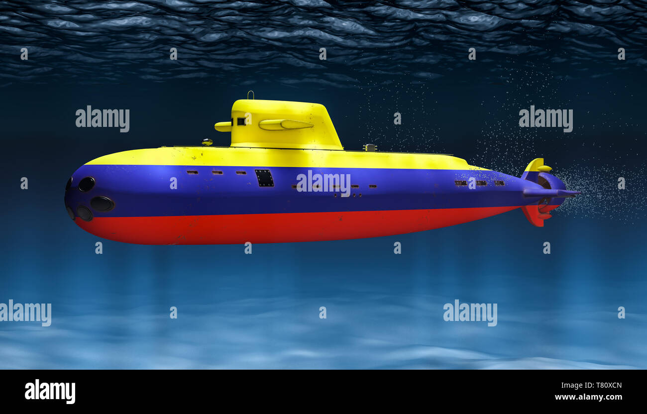 Submarine of Columbian Navy, concept. 3D rendering Stock Photo - Alamy