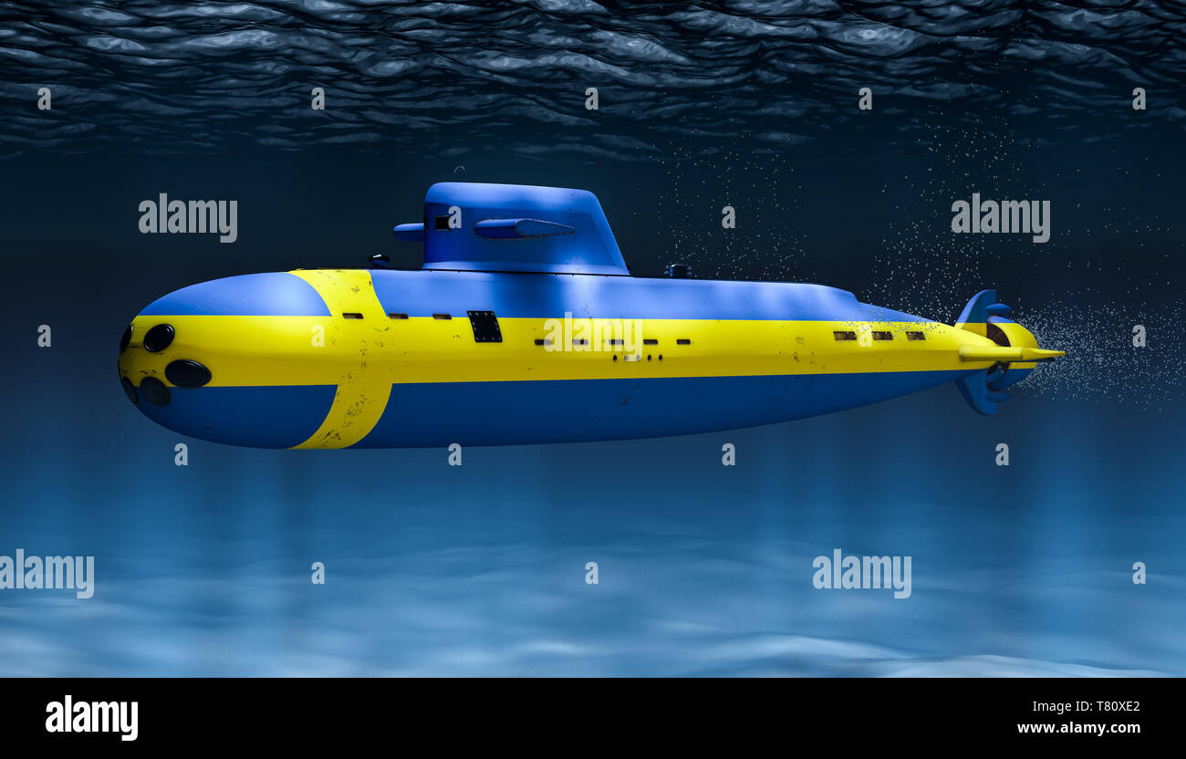 Submarine of Swedish Navy, concept. 3D rendering Stock Photo - Alamy