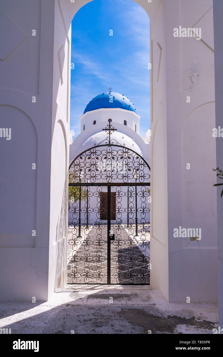 Church of Holy Cross in Perissa on Santorini island, Greece Stock Photo ...