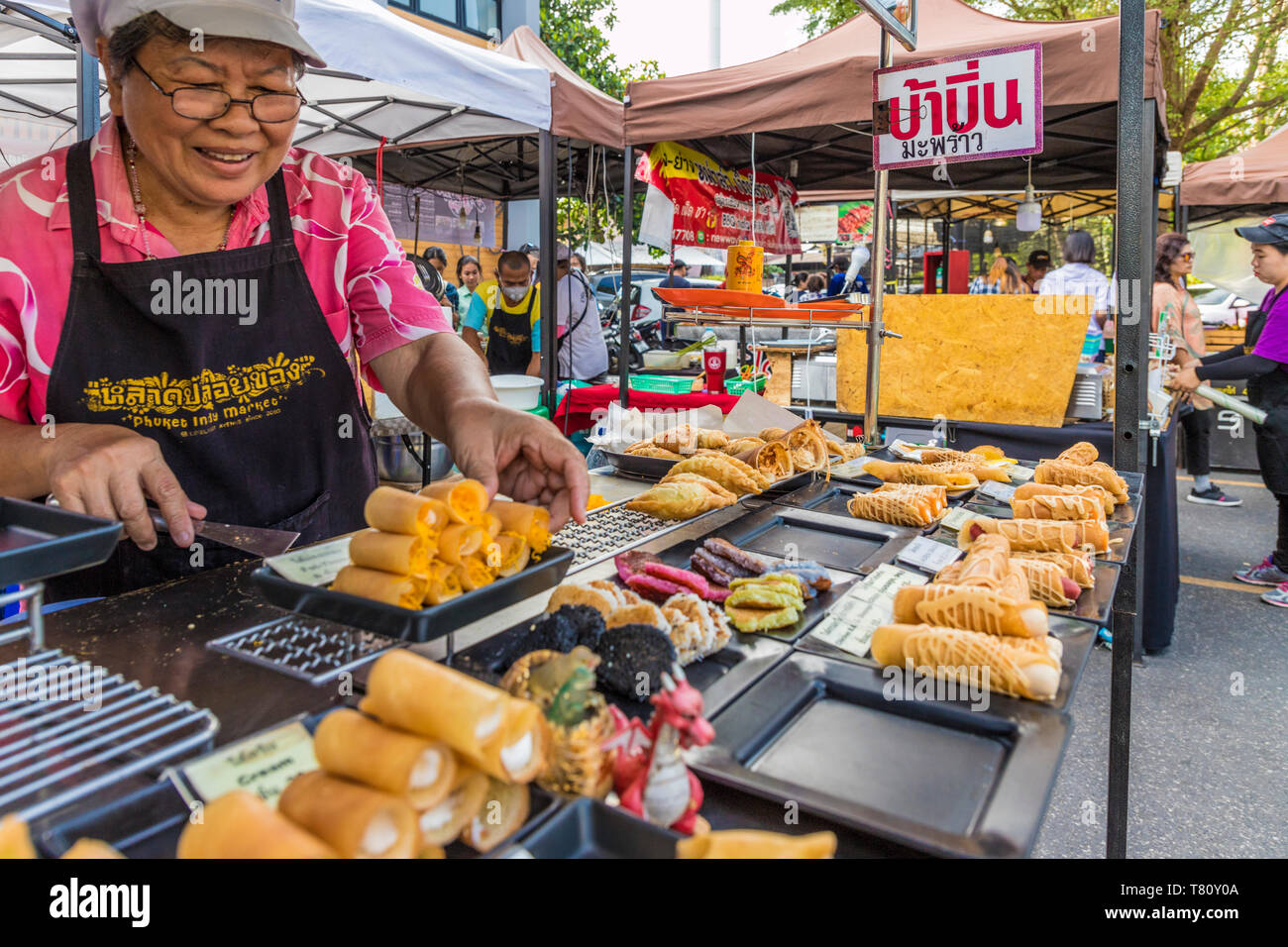 A food stall at the Indy market in Phuket old town, Phuket, Thailand ...