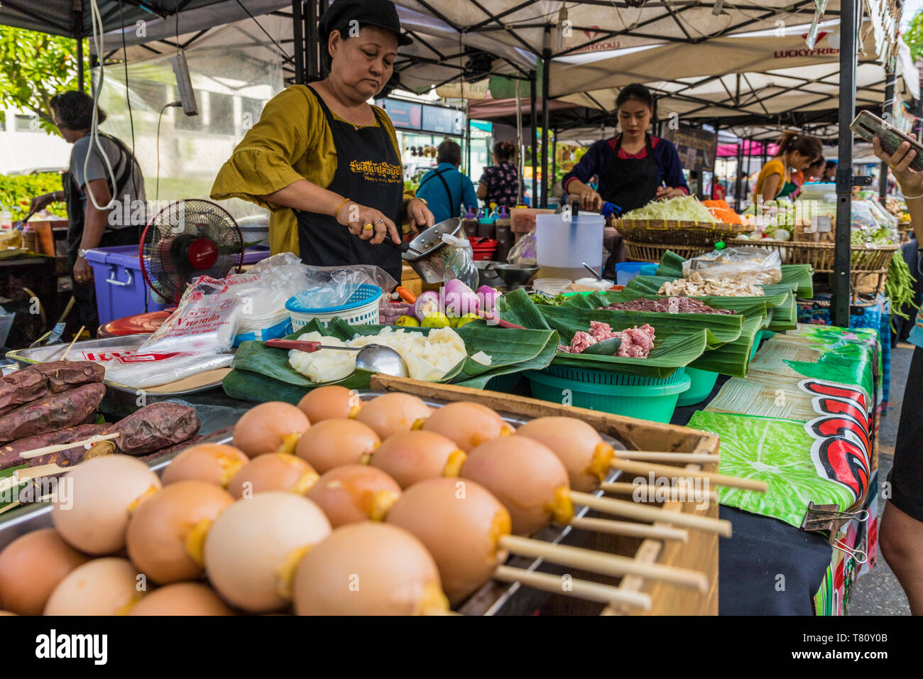A food stall at the Indy market in Phuket old town, Phuket, Thailand ...