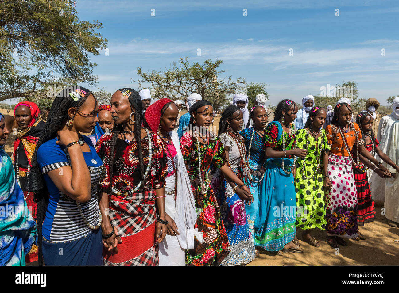 Colourful dressed women at a tribal festival, Sahel, Chad, Africa Stock ...
