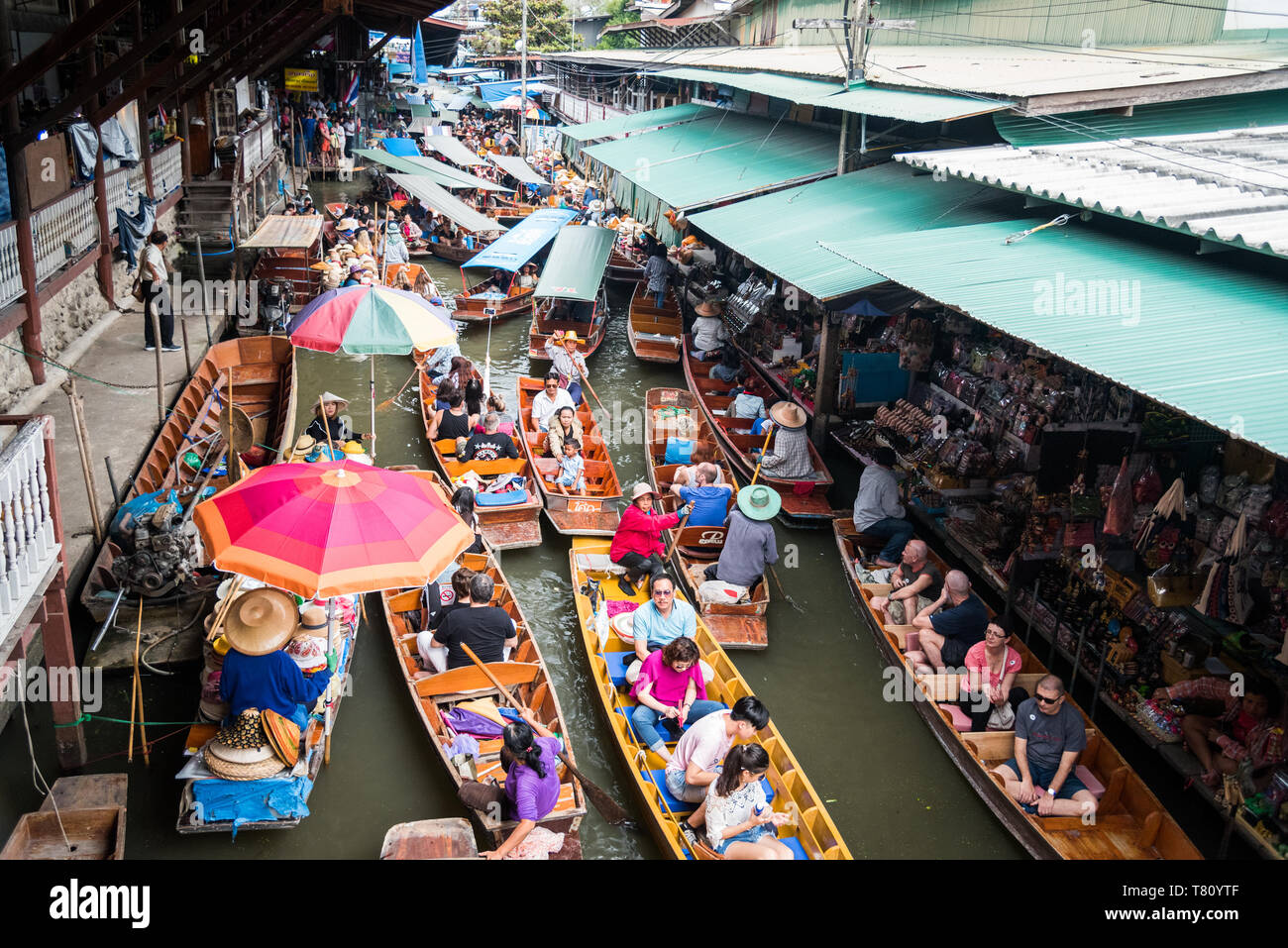 The Damnoen Saduak Floating River Market, Bangkok, Thailand, Southeast ...
