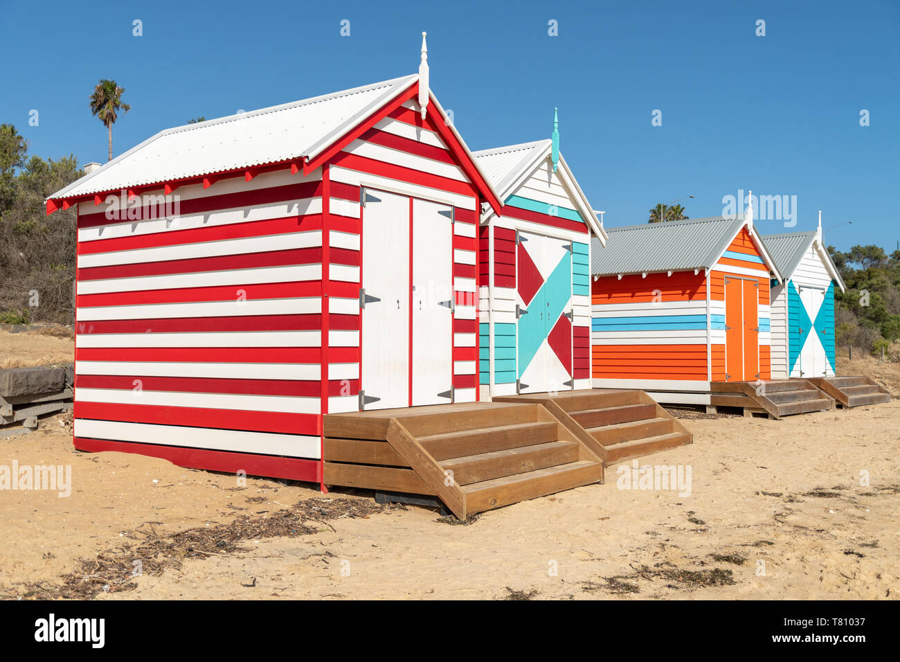Brighton Beach Bathing Boxes close to Melbourne, Australia Stock Photo ...