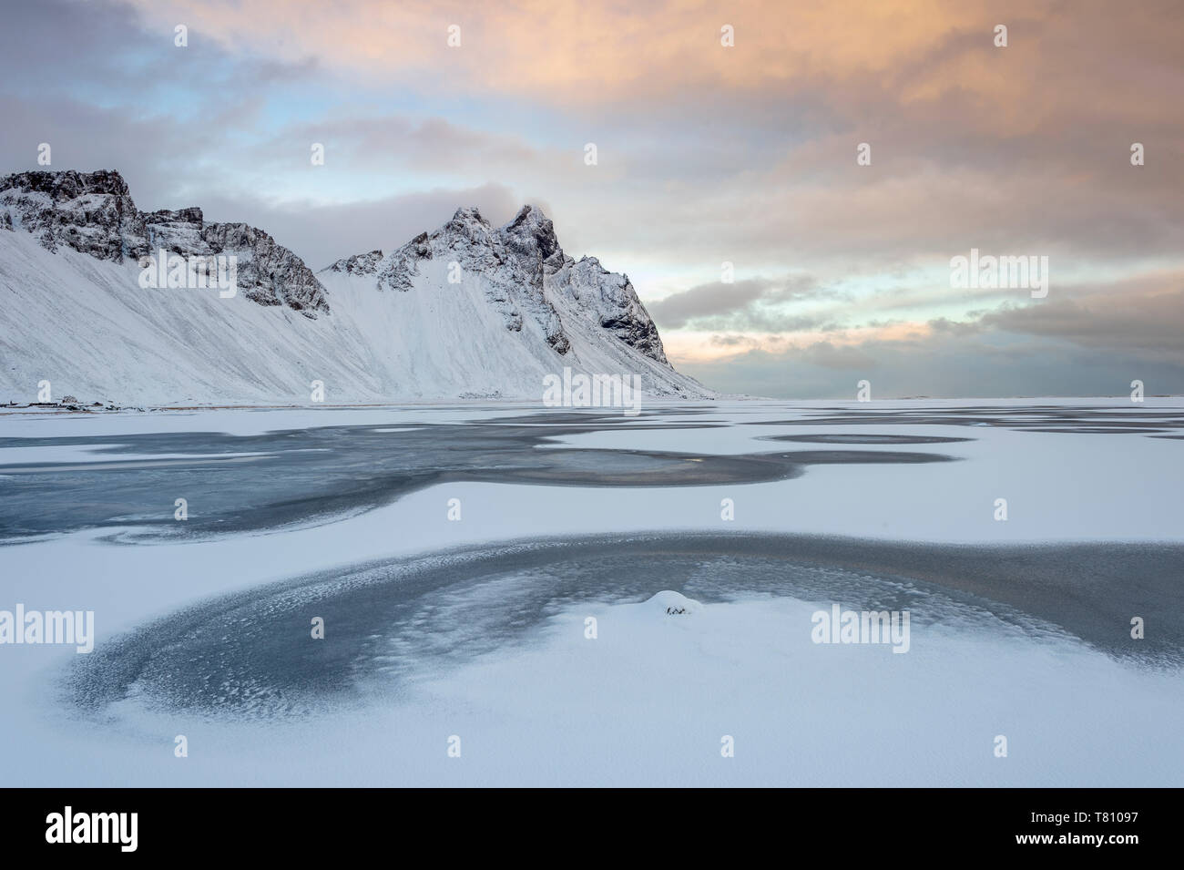 Winter scene at Vestrahorn, Stokksnes, Iceland, Polar Regions Stock ...