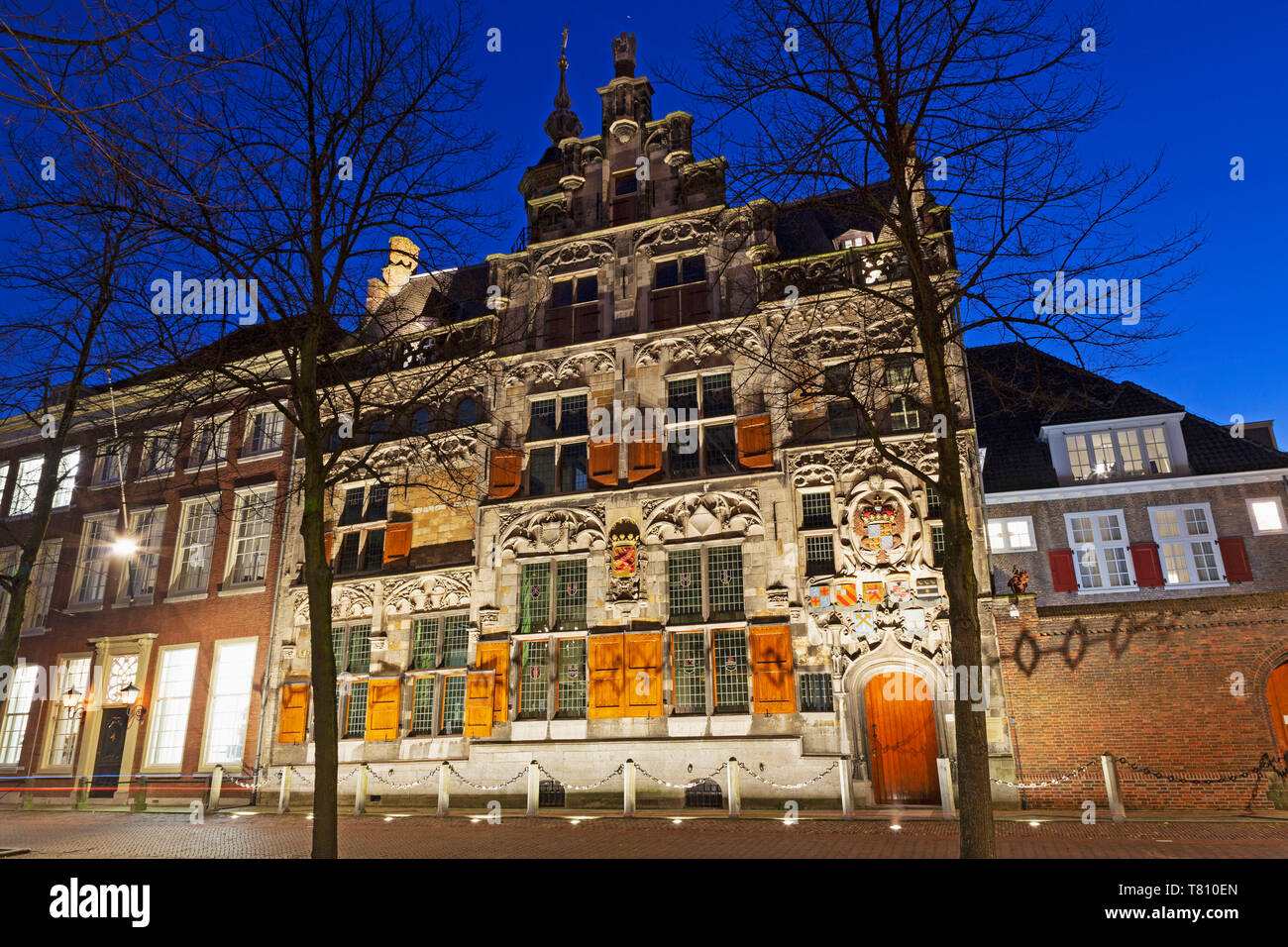 The Gemeenlandshuism, a historic building on the Oude Delft canal in ...