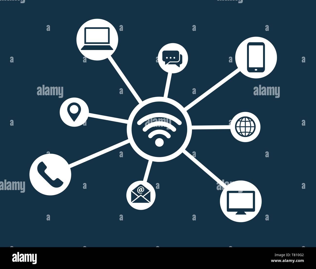 Wifi connections to many devices concept art vector icon symbol Stock ...