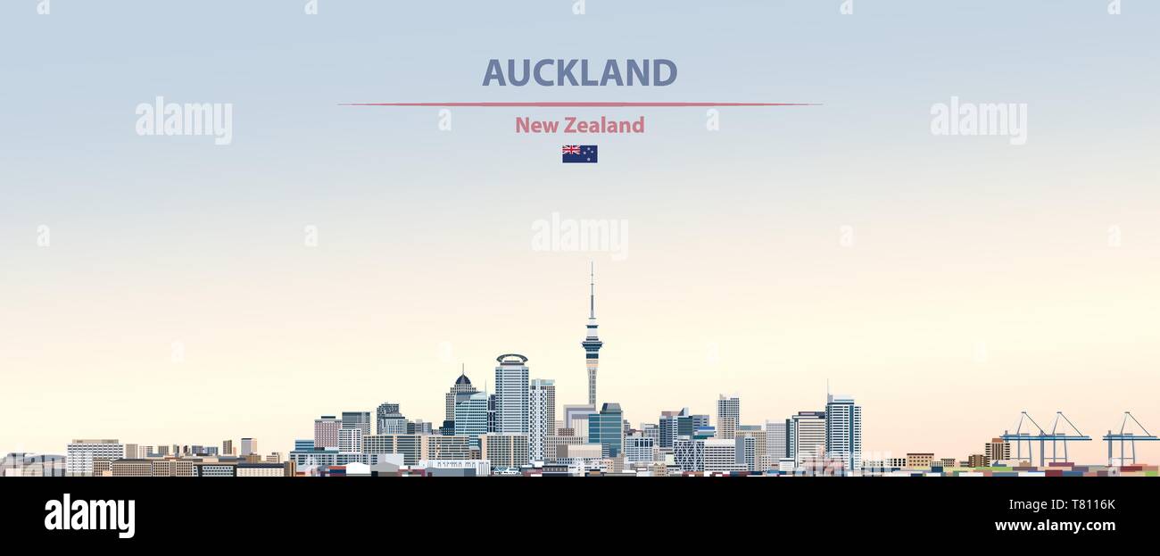 Auckland city skyline on beautiful daytime background vector ...