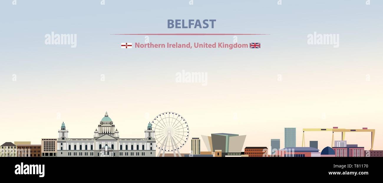 Belfast city skyline on beautiful daytime background vector ...