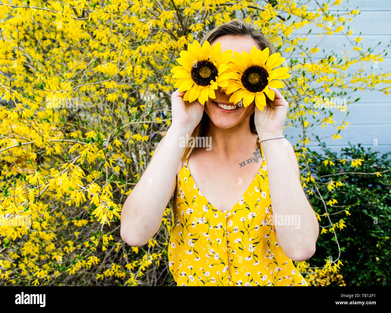 Girl with sunflower eyes hi-res stock photography and images - Alamy