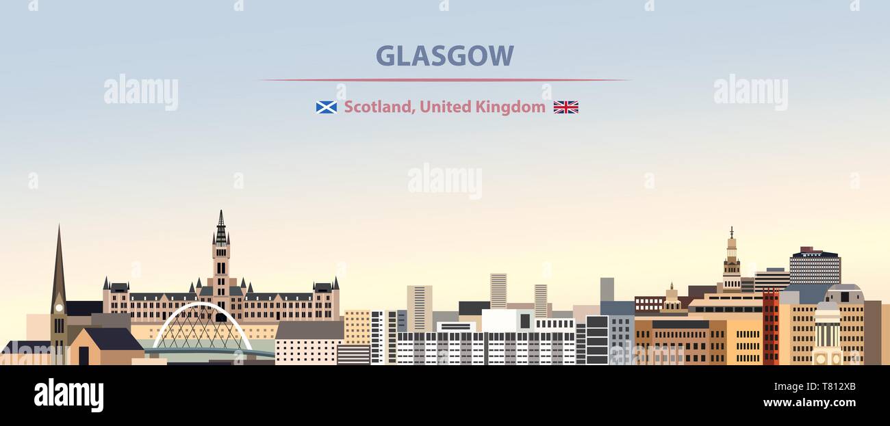 Glasgow city skyline on beautiful daytime background vector ...