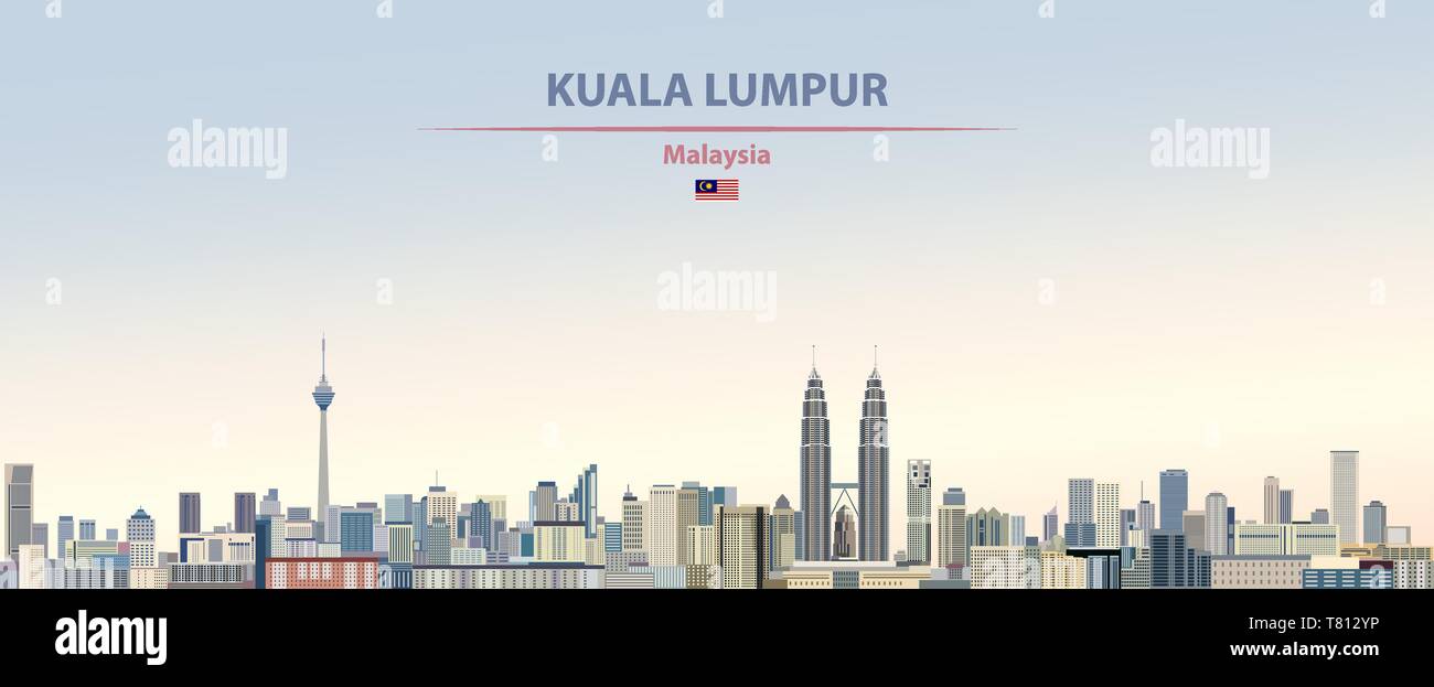 Kuala Lumpur city skyline on beautiful daytime background vector ...