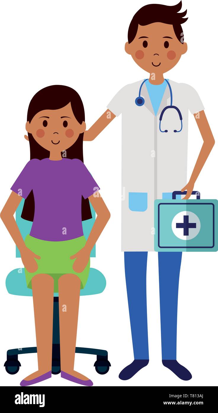 Person in chair talking to doctor Stock Vector Images - Alamy