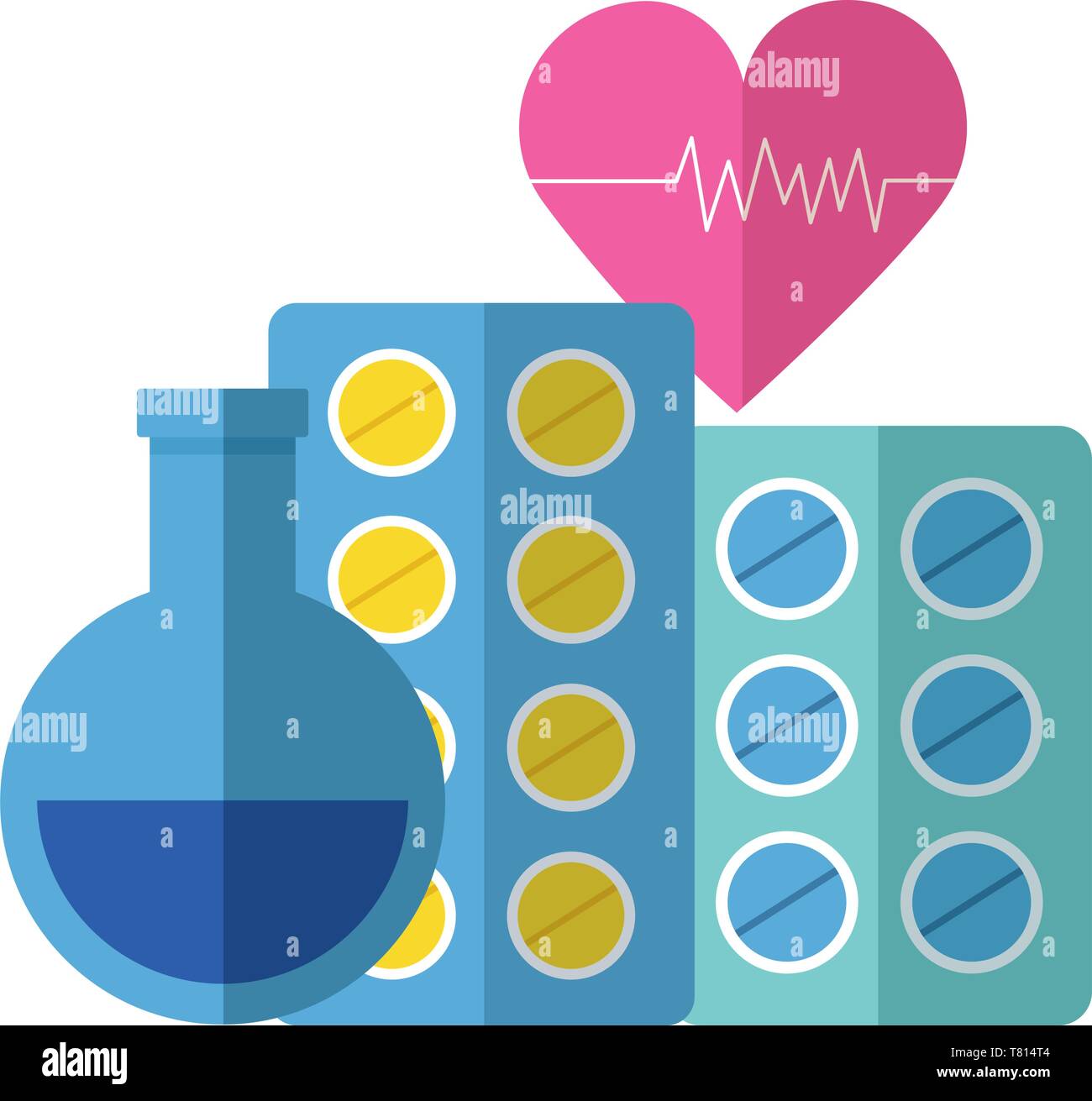medical beaker pills heart Stock Vector Image & Art - Alamy