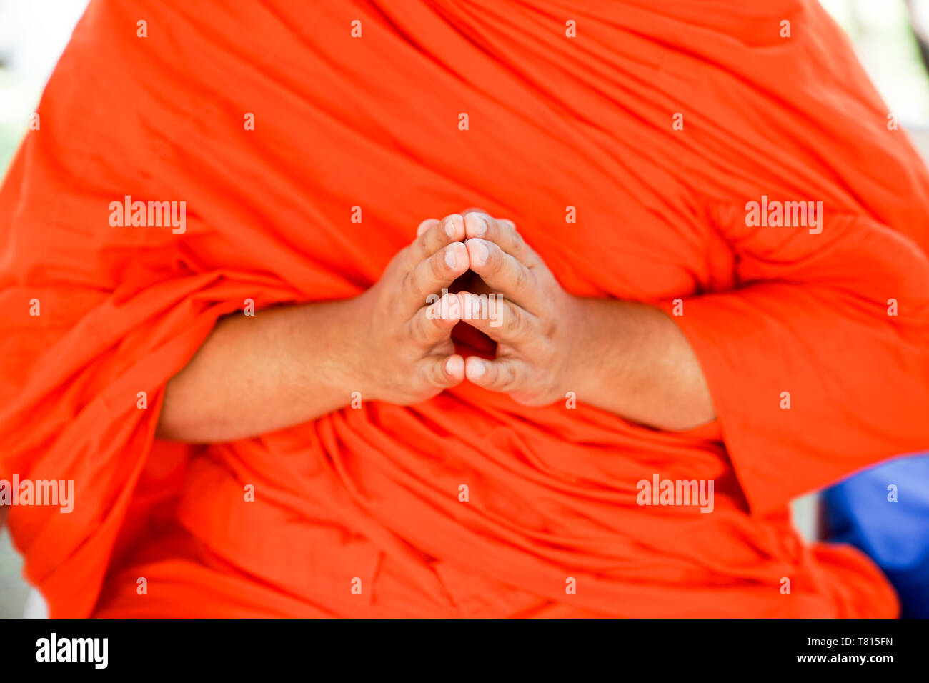 Close up hand up from Asia monk, prays., Bangkok, Thailand Stock Photo ...