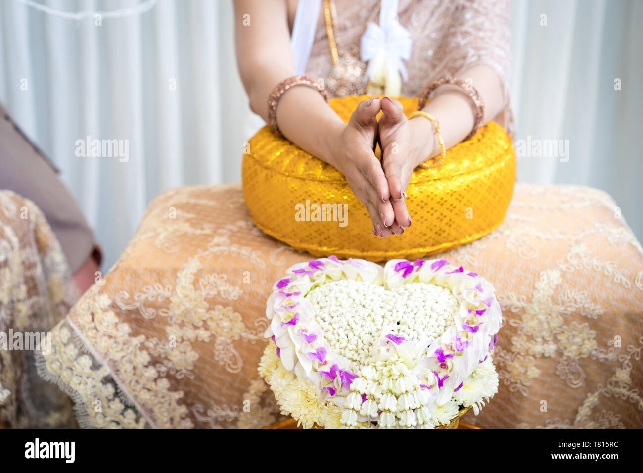 Traditional Thai wedding ceremony in local luxury vintage costume and ...
