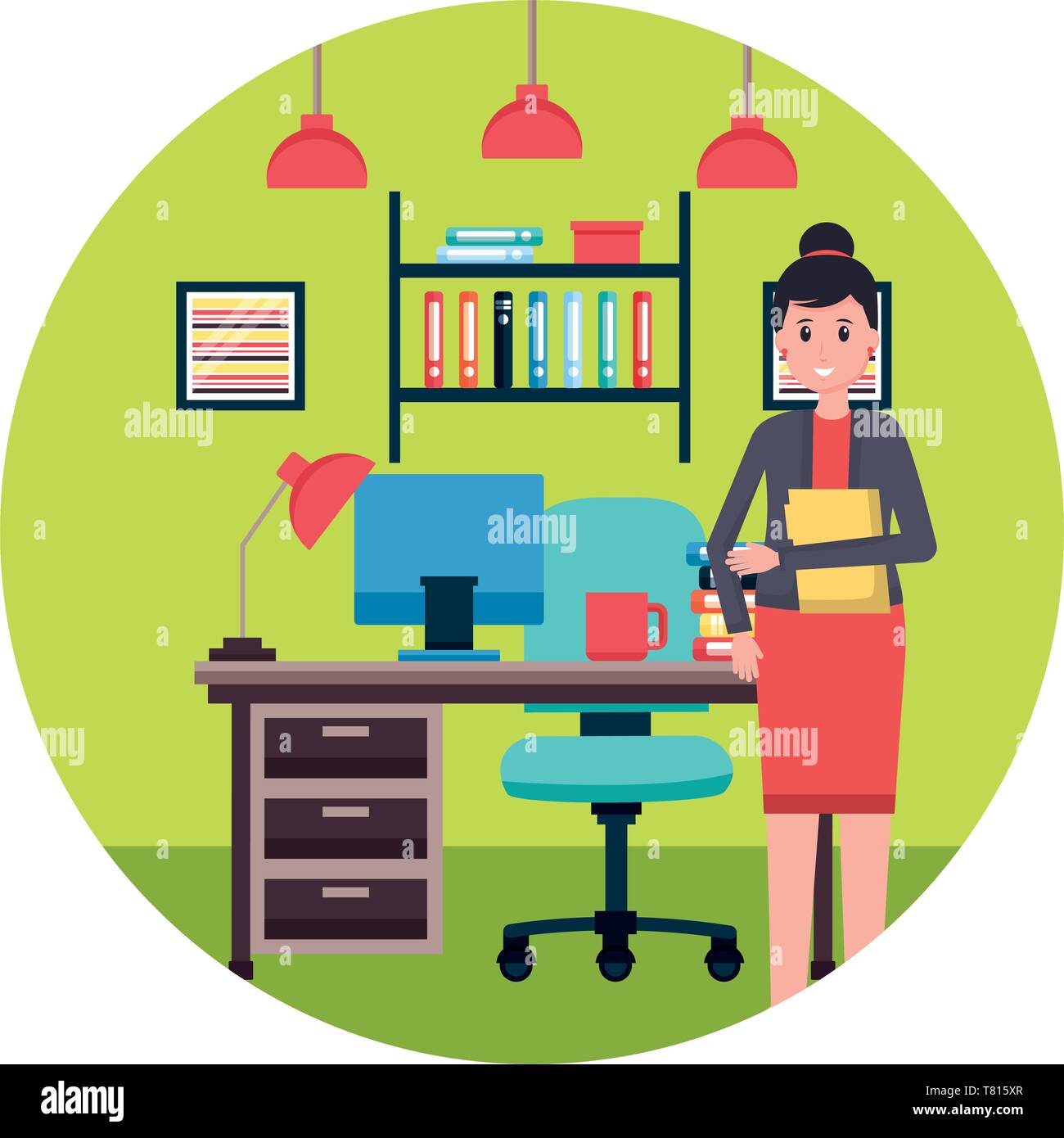 Woman clock cup coffee Stock Vector Images - Alamy