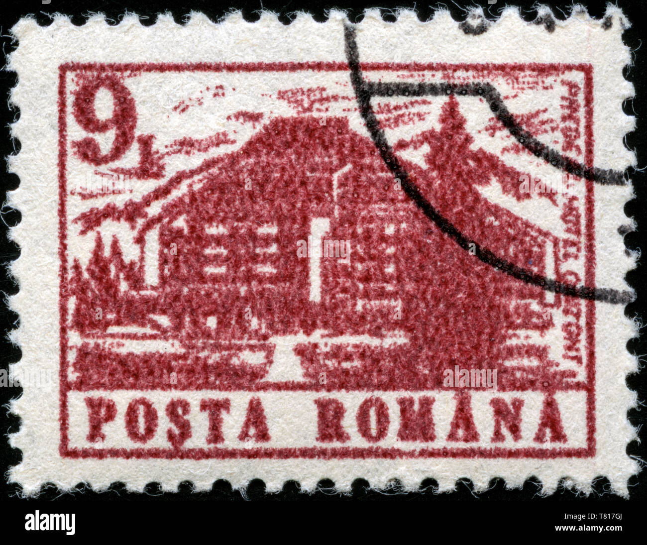 Postage stamp from Romania in the Hotels series issued in 1991 Stock ...