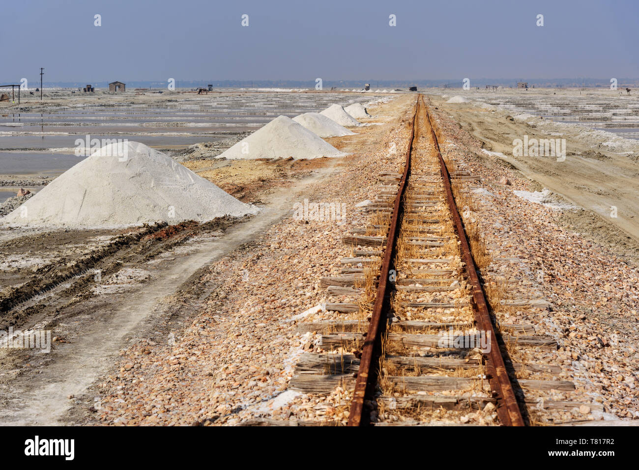 Old narrow gauge railway along Sambhar Salt Lake in Rajasthan. India ...