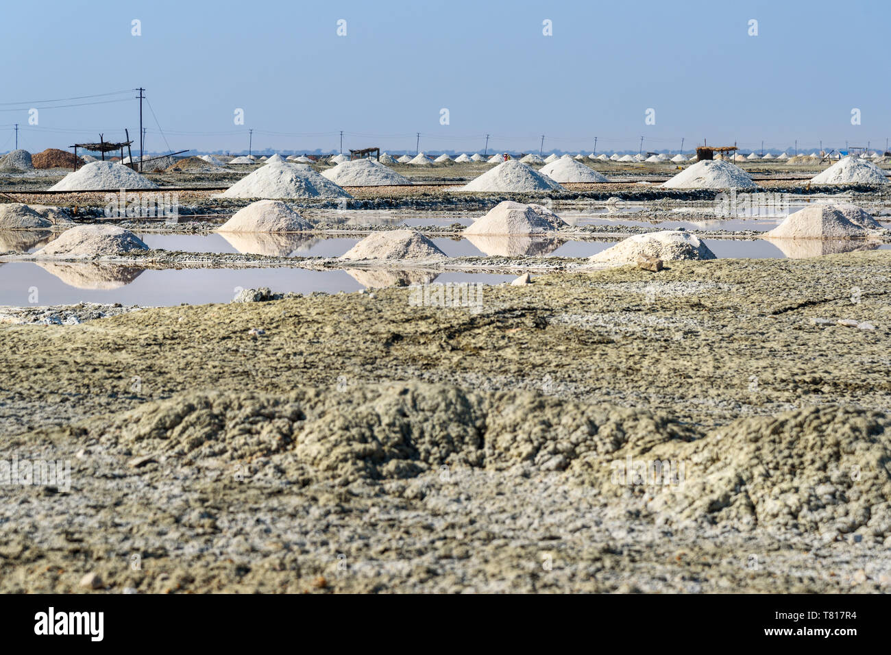 Heaps of salt on Sambhar Salt Lake. Rajasthan. India Stock Photo - Alamy