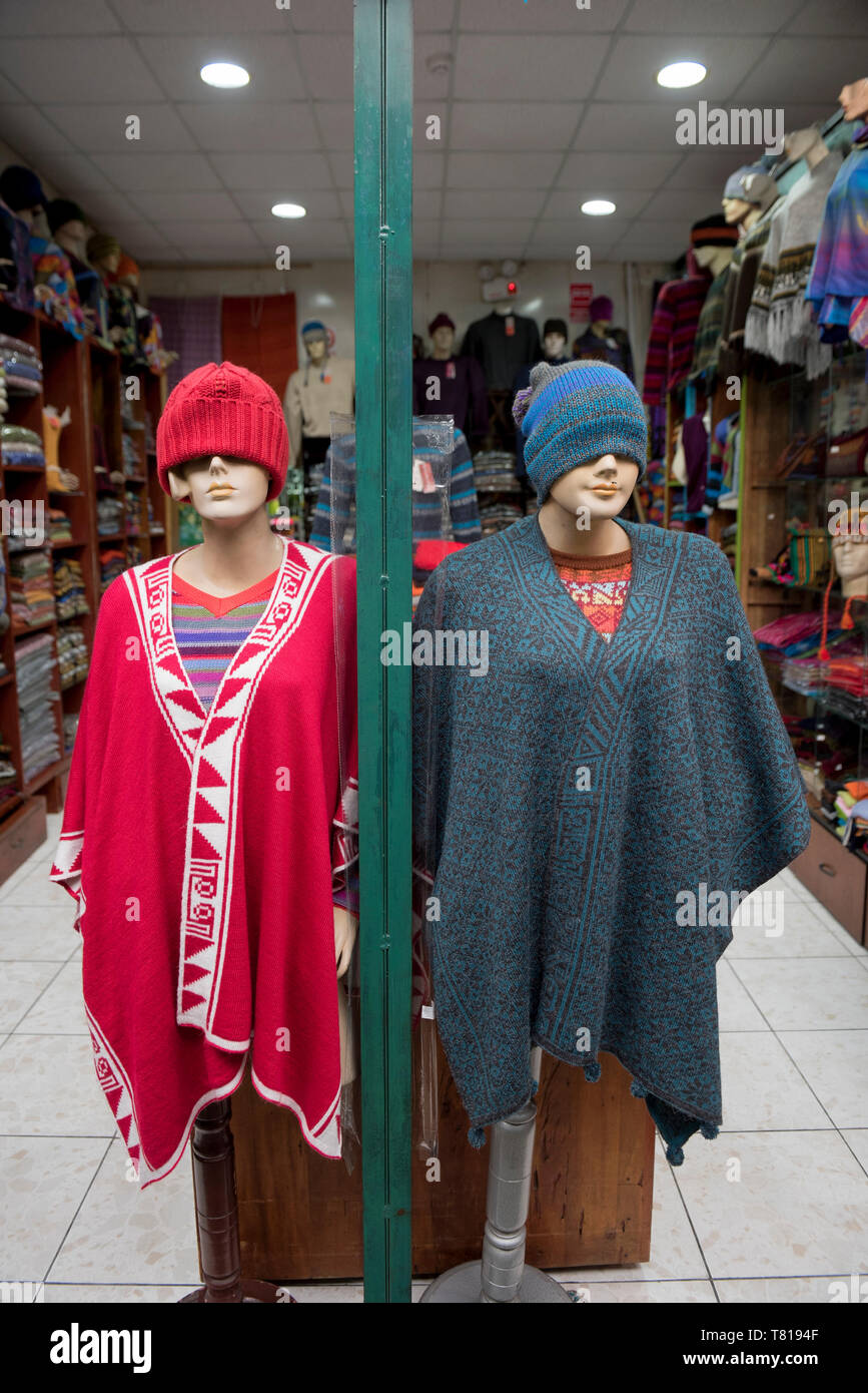Portrait of a mannequin man, dressed in poncho and chullo. Peruvian ...