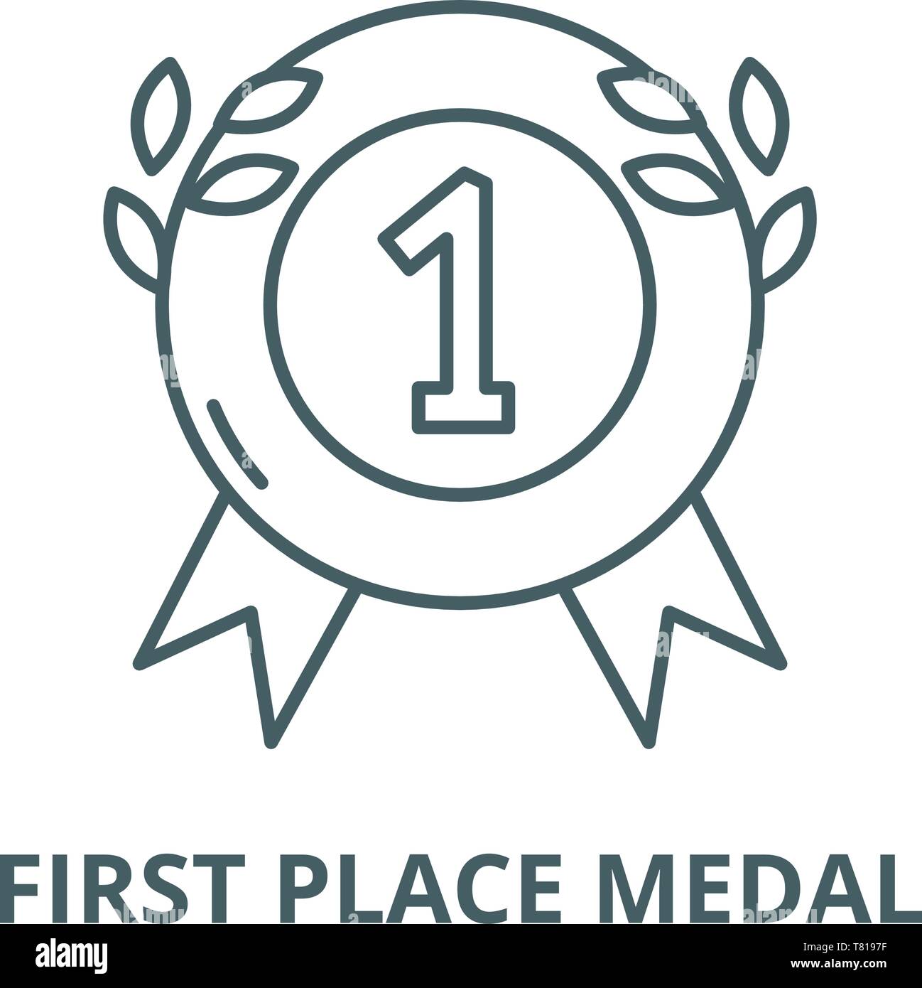 First place medal vector line icon, outline concept, linear sign Stock ...