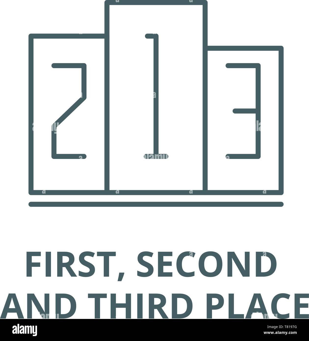 First, second and third place vector line icon, outline concept, linear ...