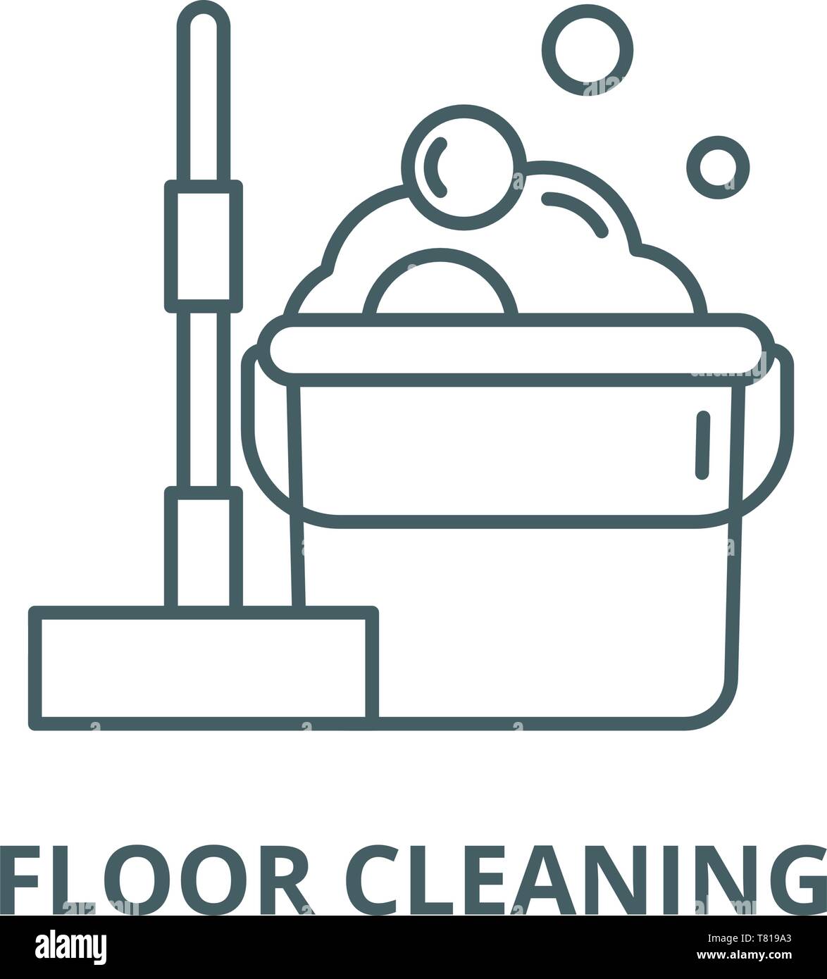Floor cleaning vector line icon, linear concept, outline sign, symbol ...