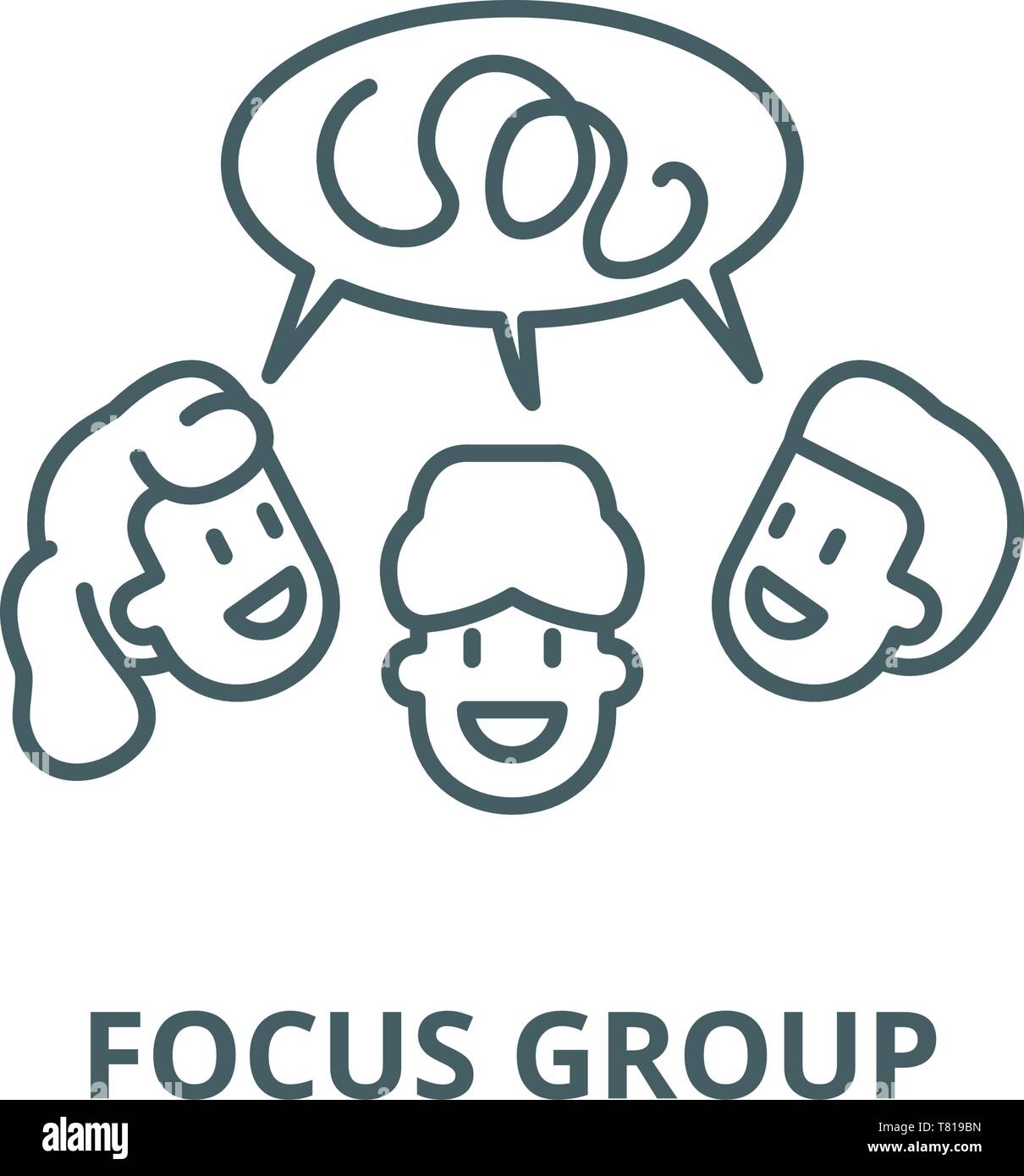 Focus group vector line icon, linear concept, outline sign, symbol ...