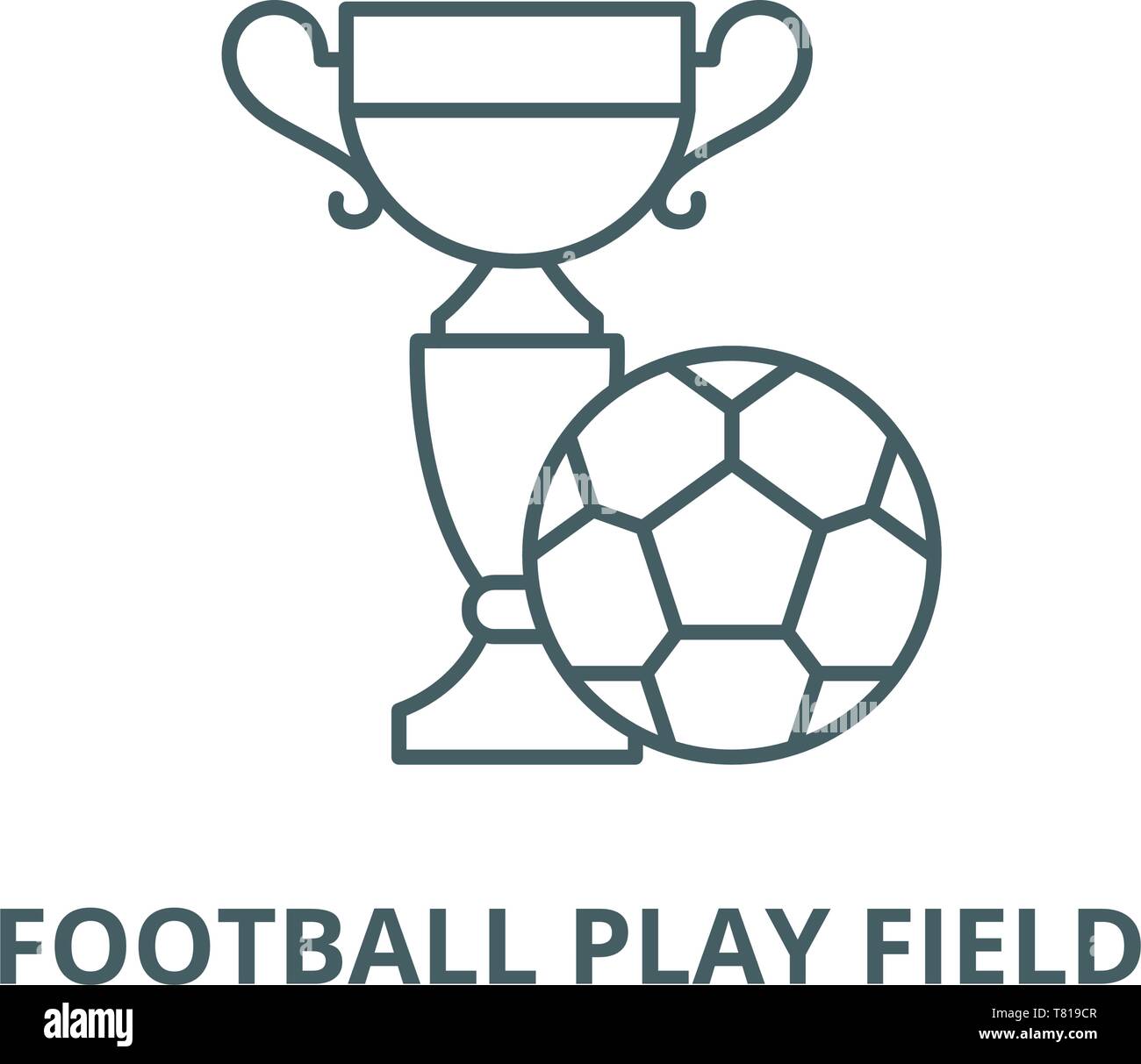 Football play field vector line icon, linear concept, outline sign ...