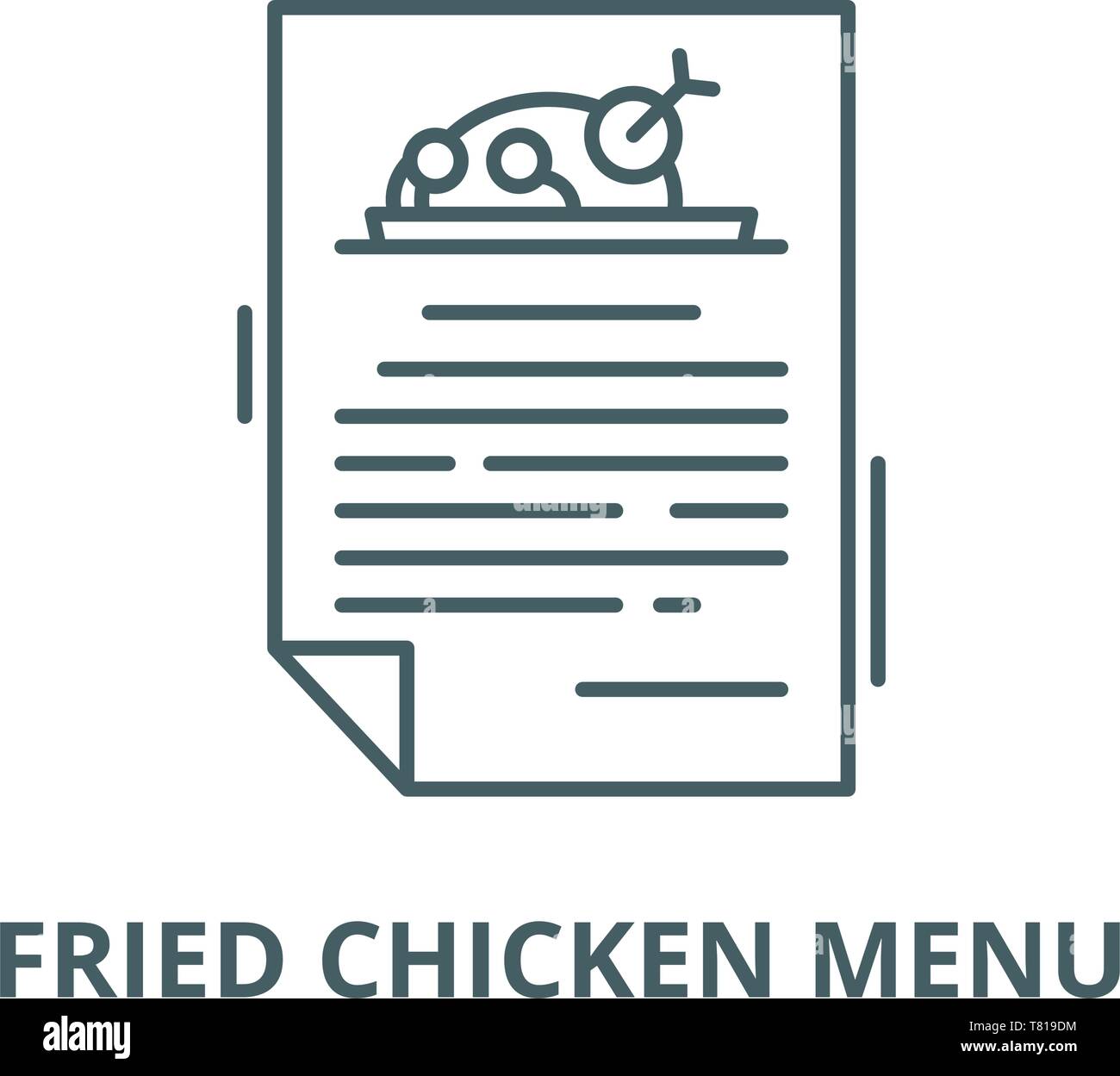 Fried chicken menu vector line icon, linear concept, outline sign ...