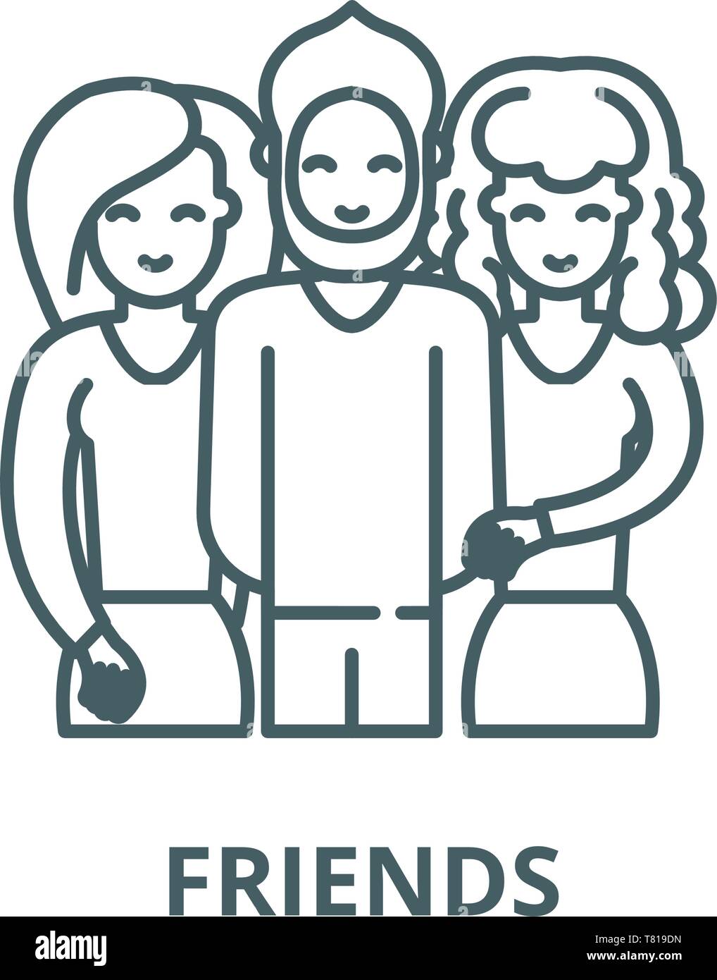 Friends vector line icon, linear concept, outline sign, symbol Stock ...