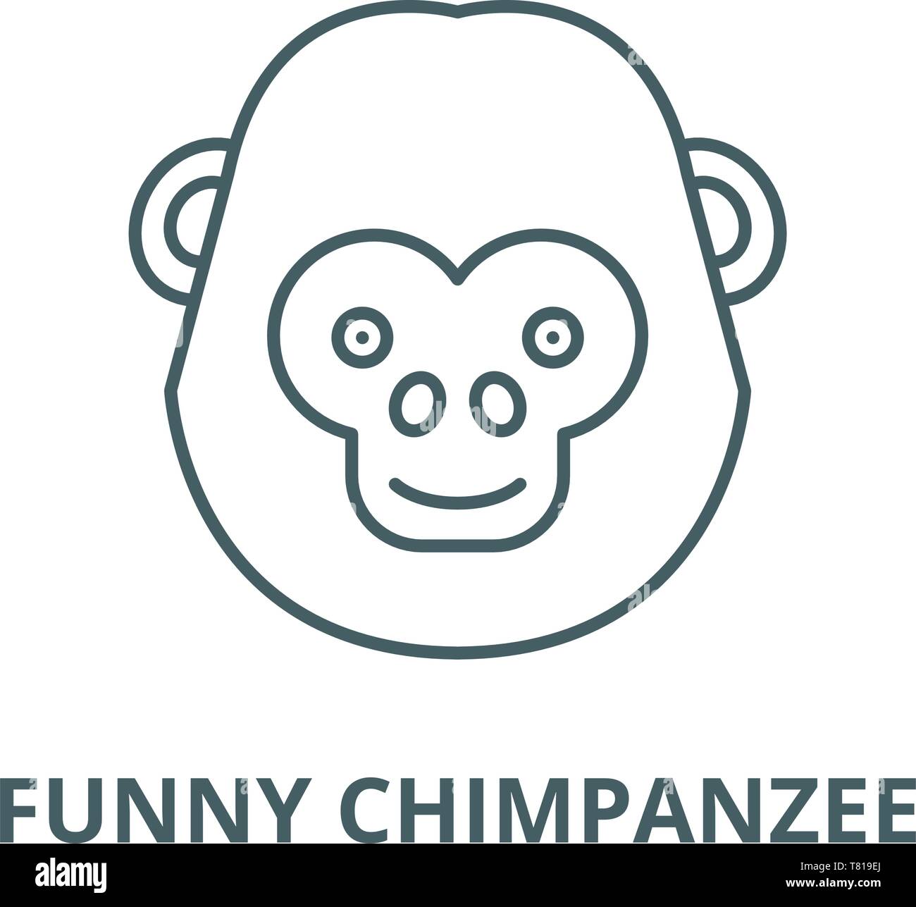 Funny chimpanzee vector line icon, linear concept, outline sign, symbol ...