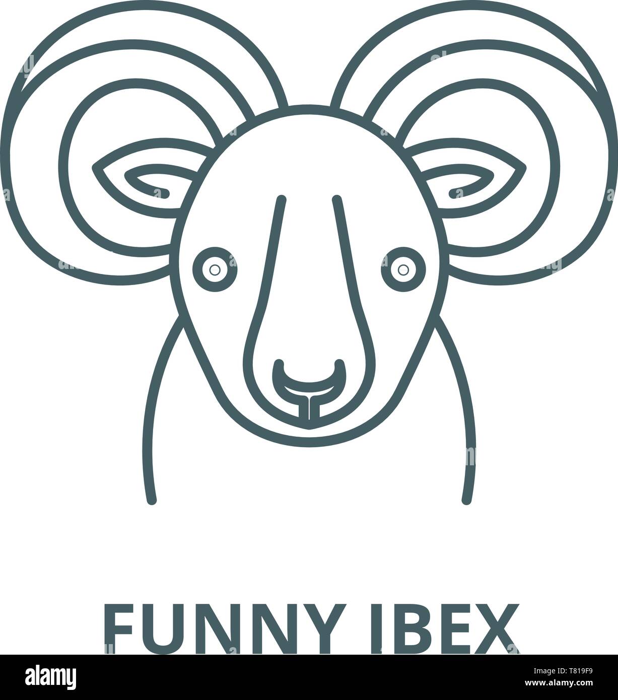 Funny ibex vector line icon, linear concept, outline sign, symbol Stock ...
