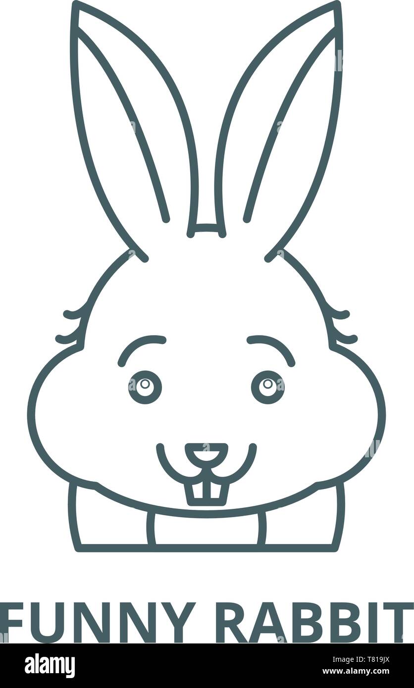 Funny rabbit vector line icon, linear concept, outline sign, symbol ...