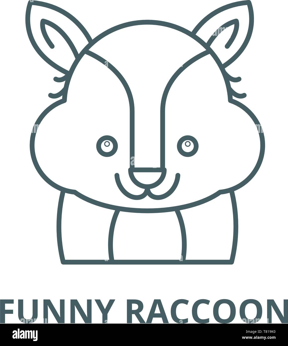 Funny raccoon vector line icon, linear concept, outline sign, symbol ...