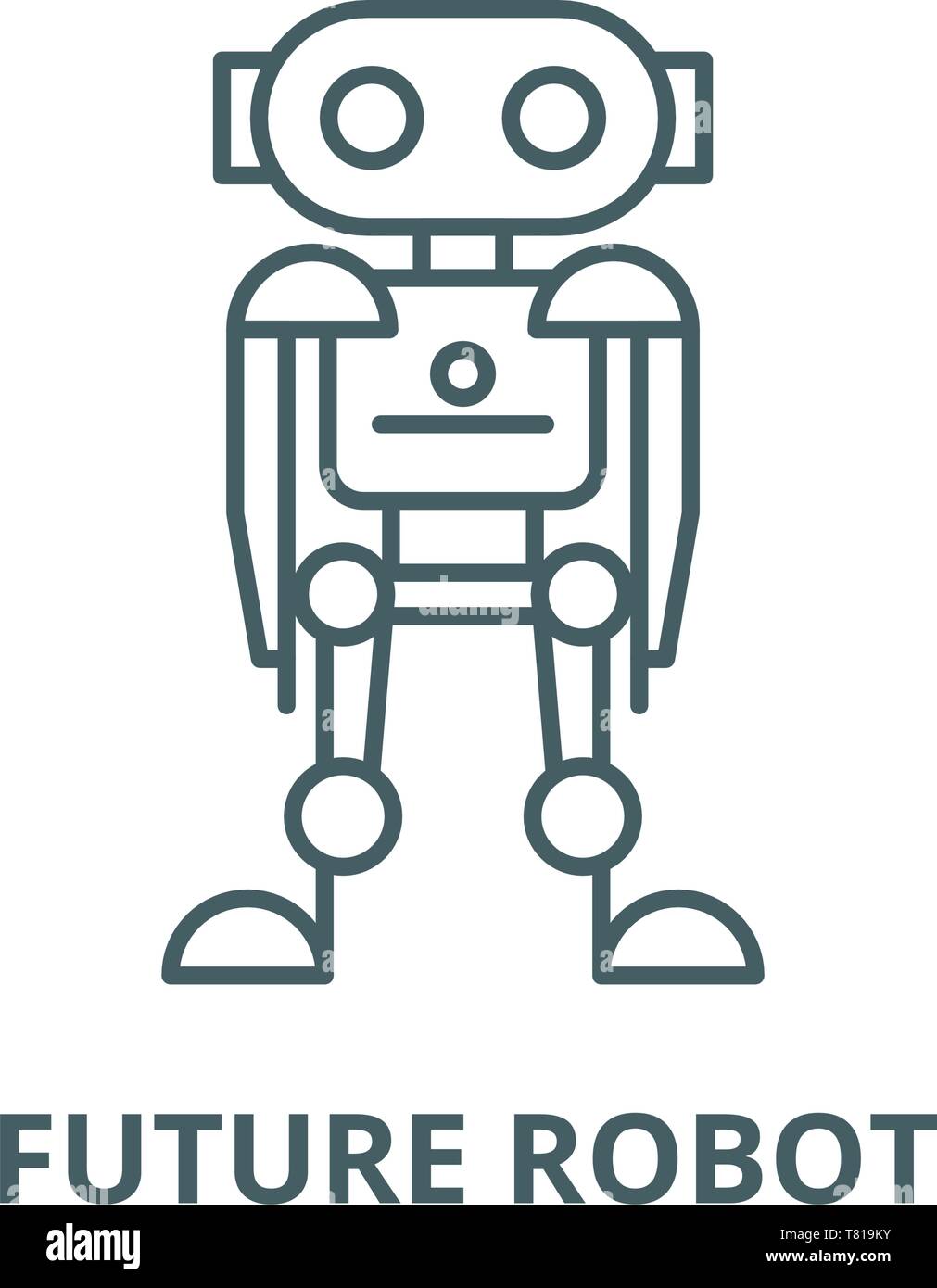 Future robot vector line icon, linear concept, outline sign, symbol ...