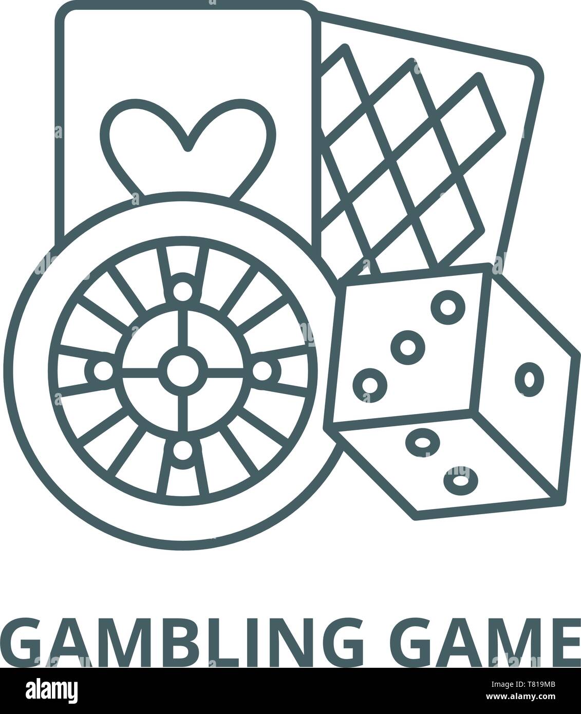 Gambling game vector line icon, linear concept, outline sign, symbol ...